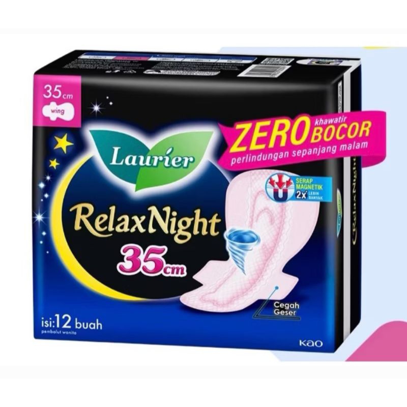 Jual Laurier Relax Night Pembalut Wanita Wing 35cm Isi 12s - Pembalut ...
