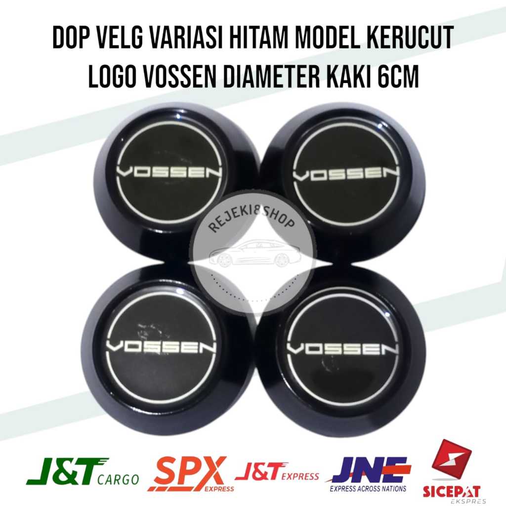 Jual Dop Velg Variasi Kerucut Hitam Logo Vossen Diameter Kaki 6cm (1Set ...