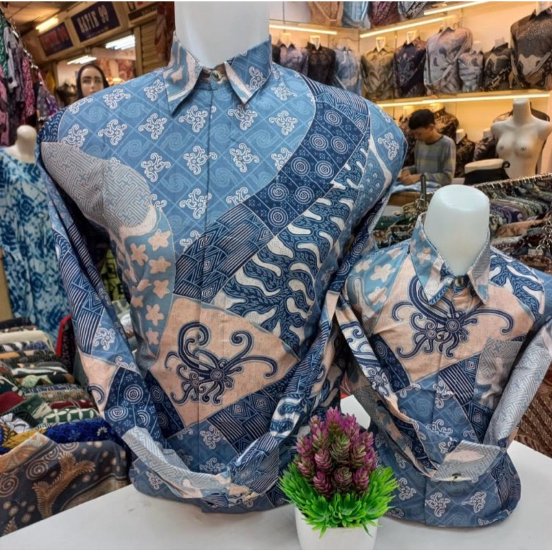 Jual BATIK BIRU DENIM PRIA LENGAN PANJANG // BATIK COUPLE ANK | Shopee ...