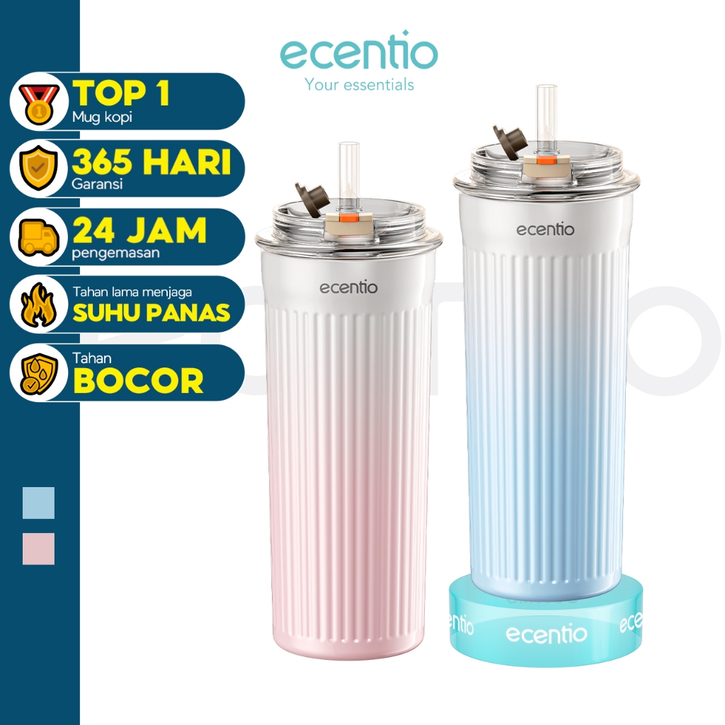 Jual ecentio tumbler minum sedotan aesthetic Tumbler stainless steel ...
