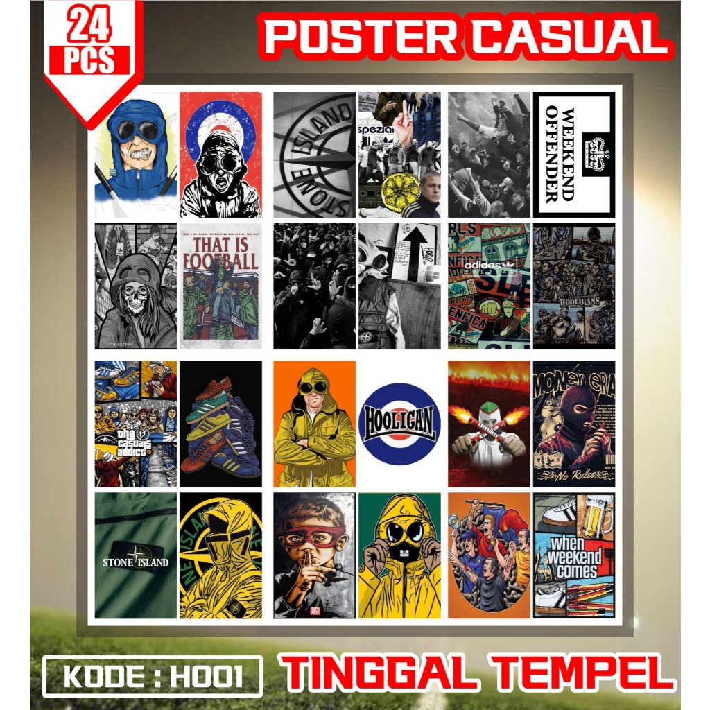 Jual [H001] Poster Stiker Casual aesthetic isi 24pcs simpel tinggal ...