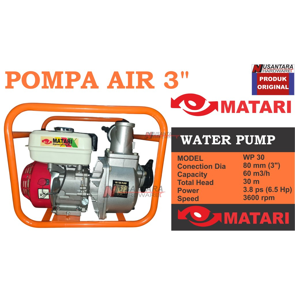 Jual mesin pompa air irigasi matari 3", mesin sedot air matari wp 30, mesin pompa air sawah ...