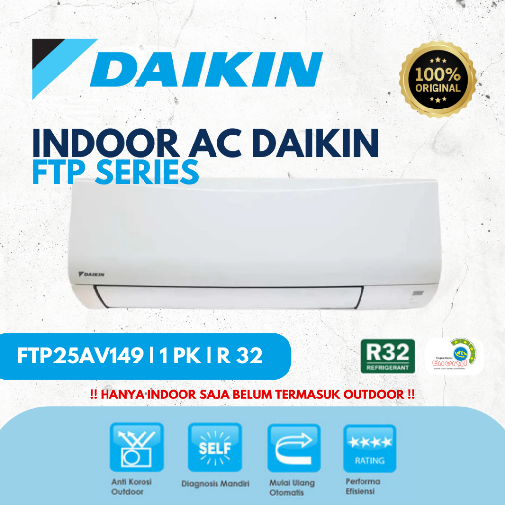 Jual INDOOR AC DAIKIN STANDART NON INVERTER 1 PK FTP25AV149 INDONESIA ...
