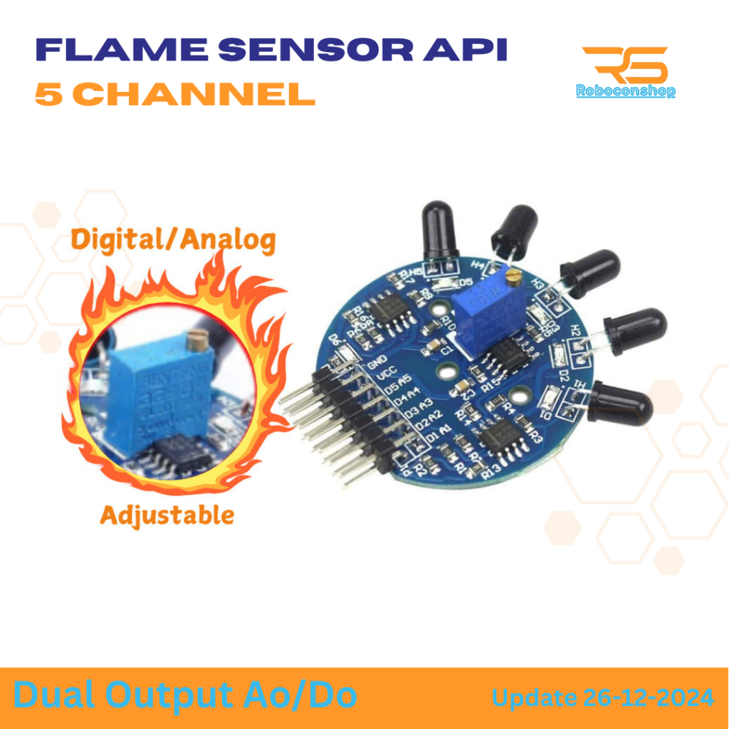 Jual Flame sensor api 5 Channel detector pendeteksi Fire module for ...