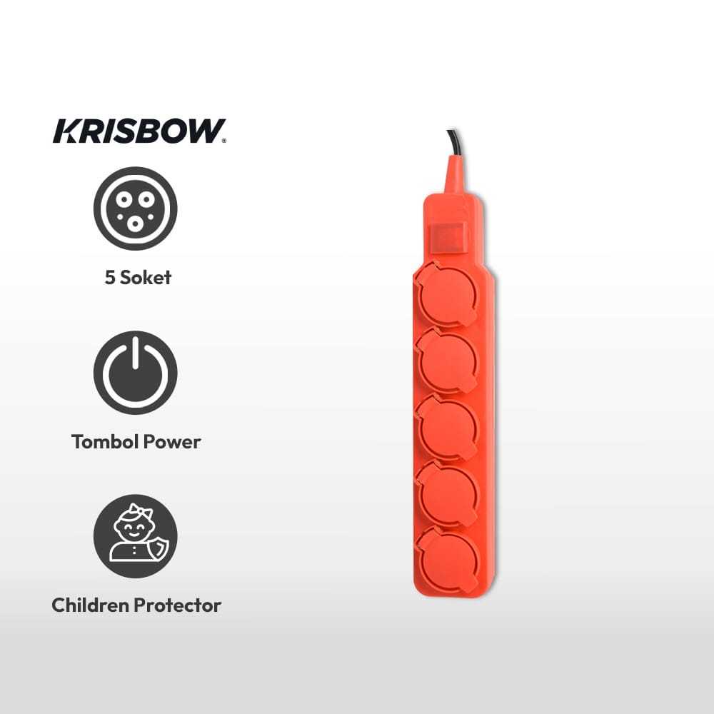 Jual Krisbow Stop Kontak 5 Soket - Merah Electric Socket Terminal ...