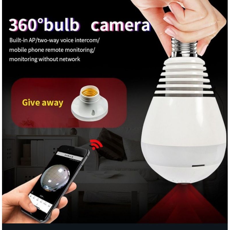 Jual cctv bohlam lampu fish eye IP cam camera 8mp | Shopee Indonesia