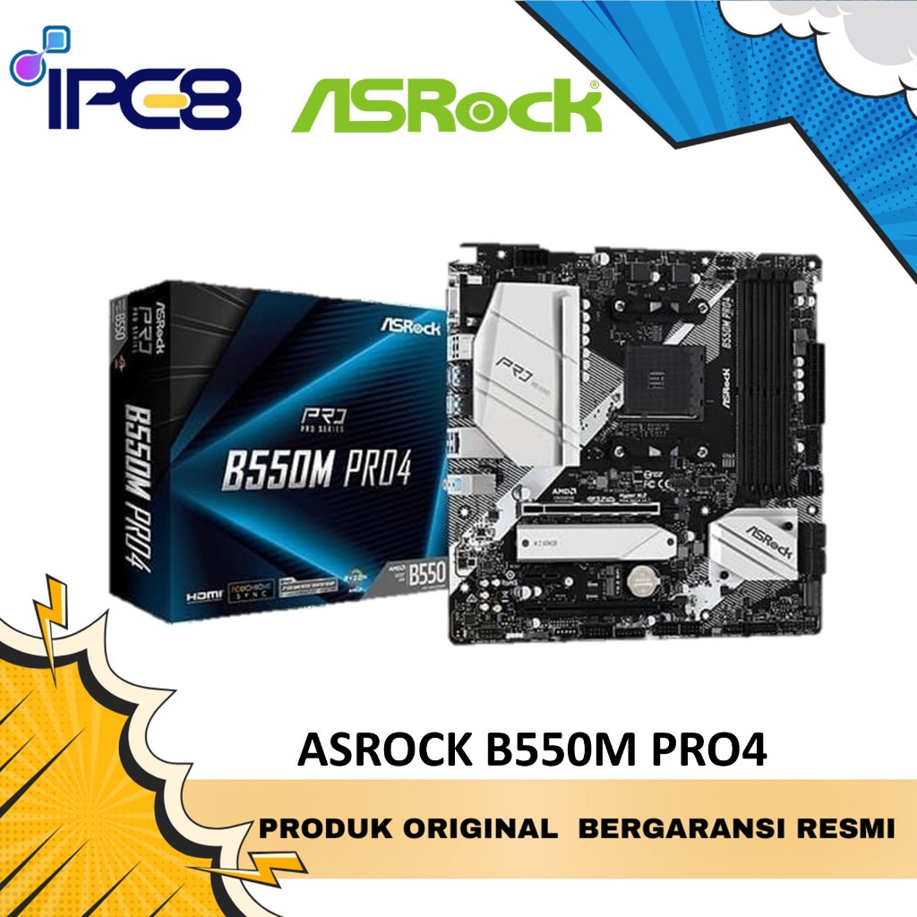 Jual ASROCK MOTHERBOARD B550M PRO4 (AM4, AMD B550, DDR4) | Shopee Indonesia