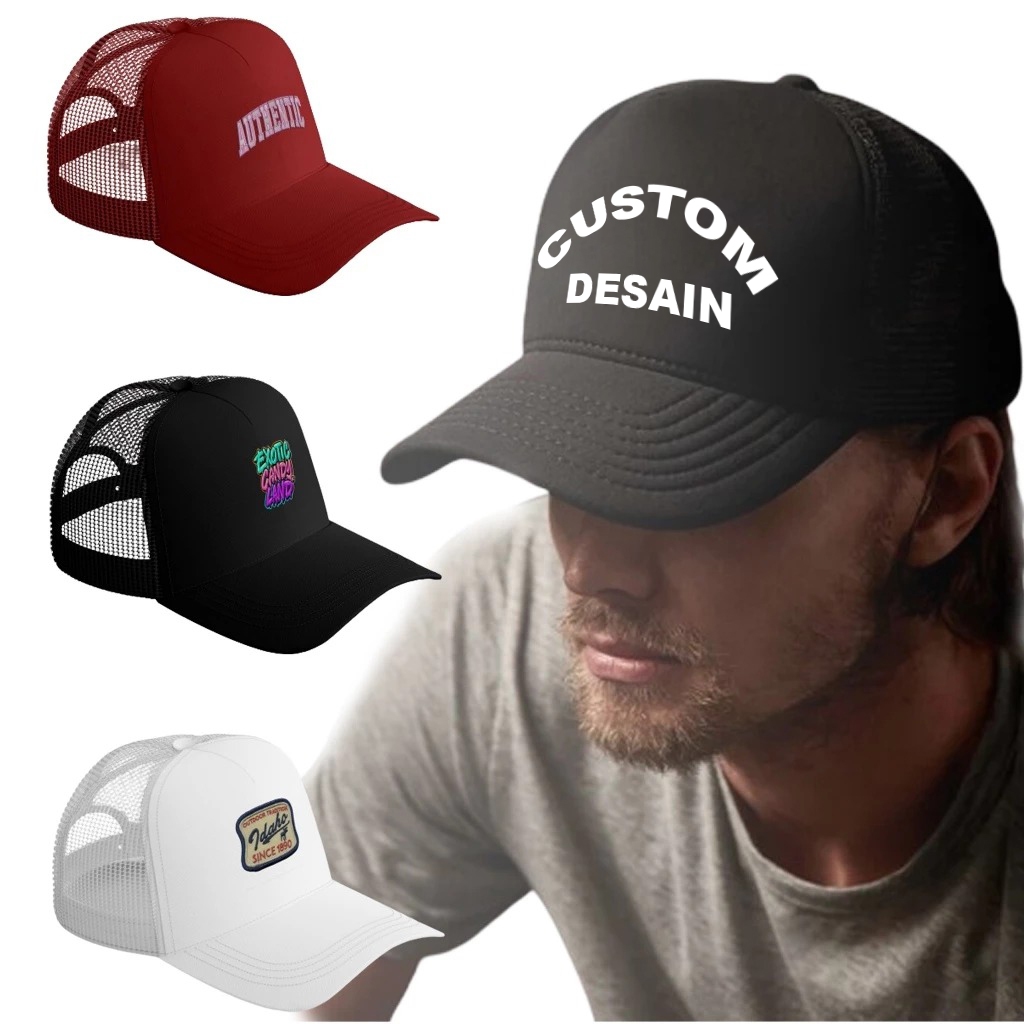 Jual TOPI JARING SABLON CUSTOM DESAIN LOGO.TEXT | Shopee Indonesia