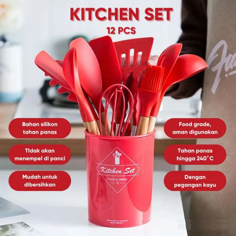 Jual Sillicone Spatula Utensil Set 12 in 1 / Peralatan Masak Goreng ...
