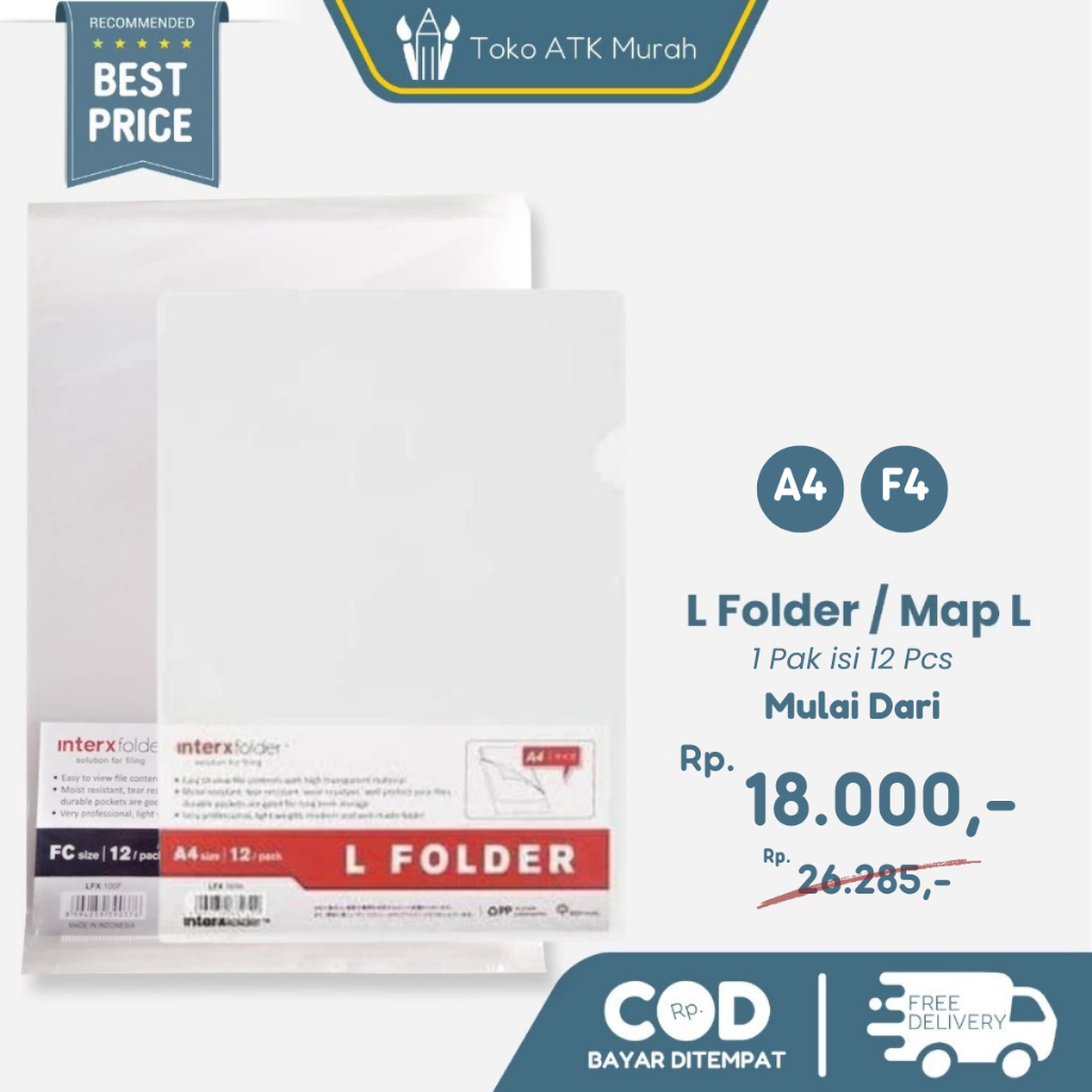 Jual Inter-X Folder Map L Bening - Clear Sleeve F4 / A4 (1 Pak 12 Pcs ...