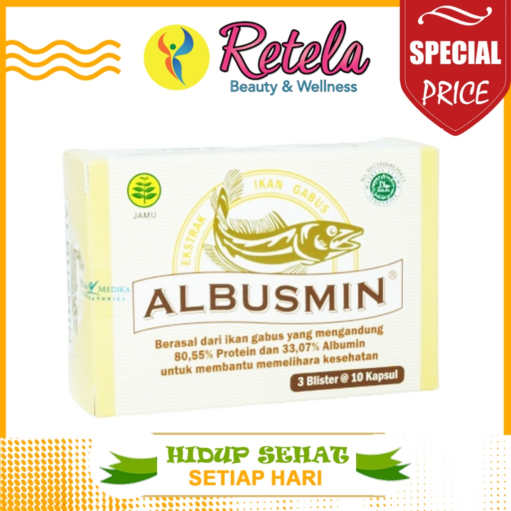 Jual Albusmin 1 Box 3 Blister @ 10 Kapsul - 30 Kapsul / Ekstrak Ikan ...