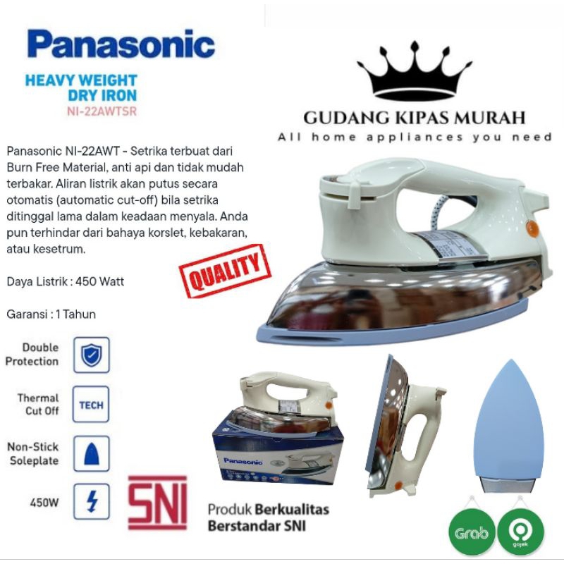 Jual PANASONIC SETRIKA LISTRIK NI-22AWT DE-LUXE AUTOMATIC IRON | Shopee ...