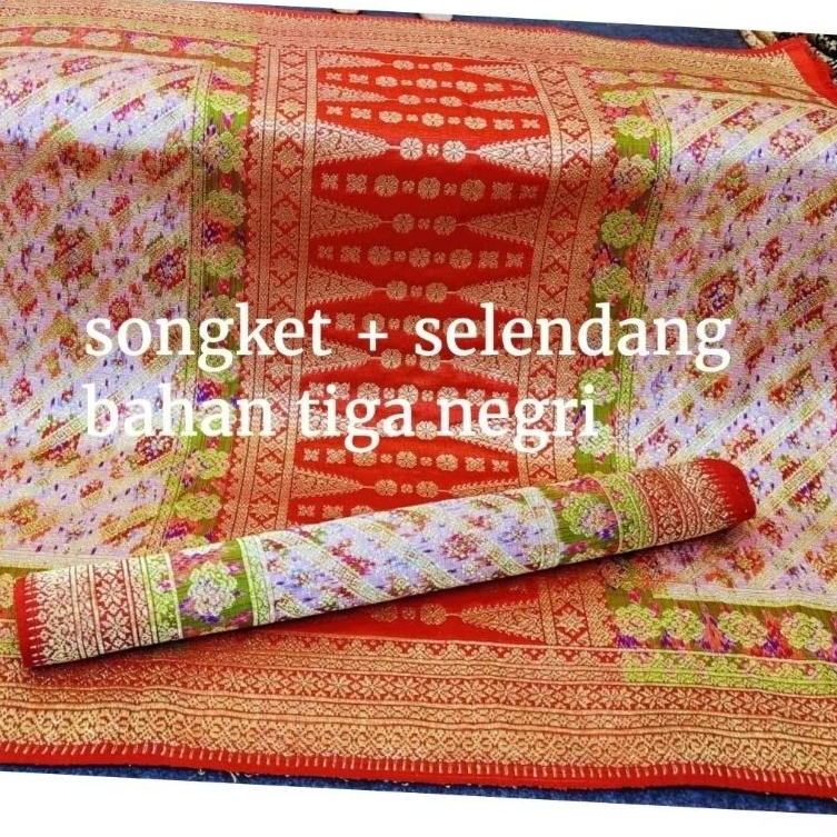 Jual Promo songket tiga negri / songket palembang asli tenun | Shopee Indonesia