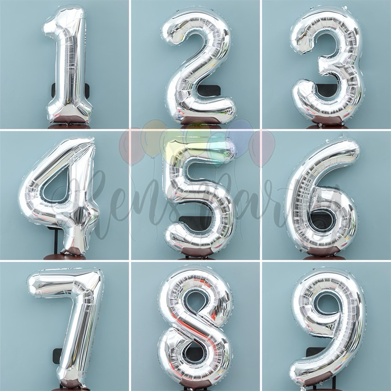 Jual BALON ANGKA SILVER JUMBO UKURAN 75 CM | Shopee Indonesia