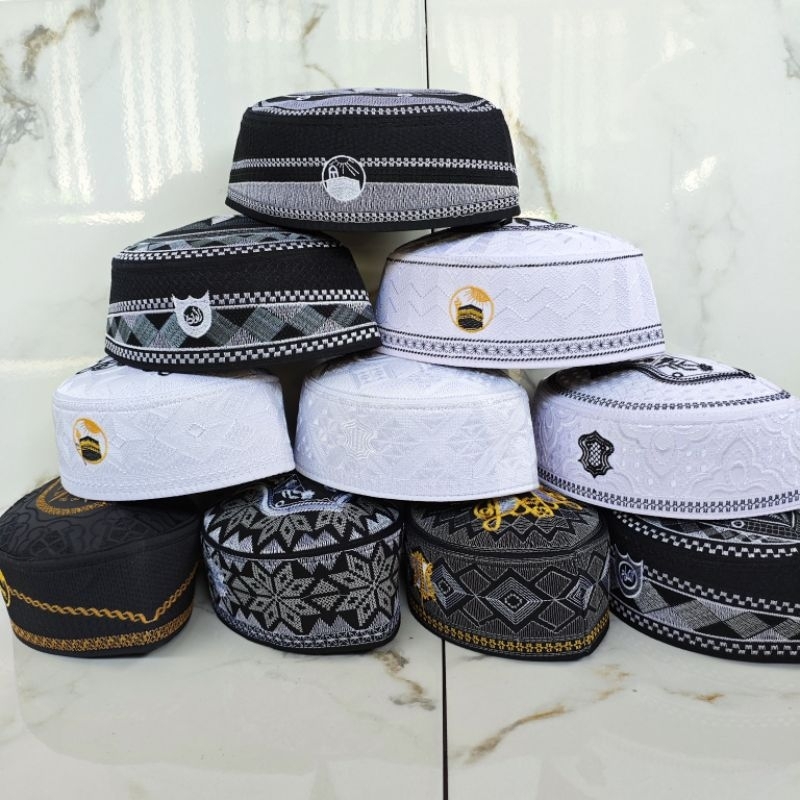 Jual Rpahala peci bordir motif peci dewasa peci putih peci hitam peci ...