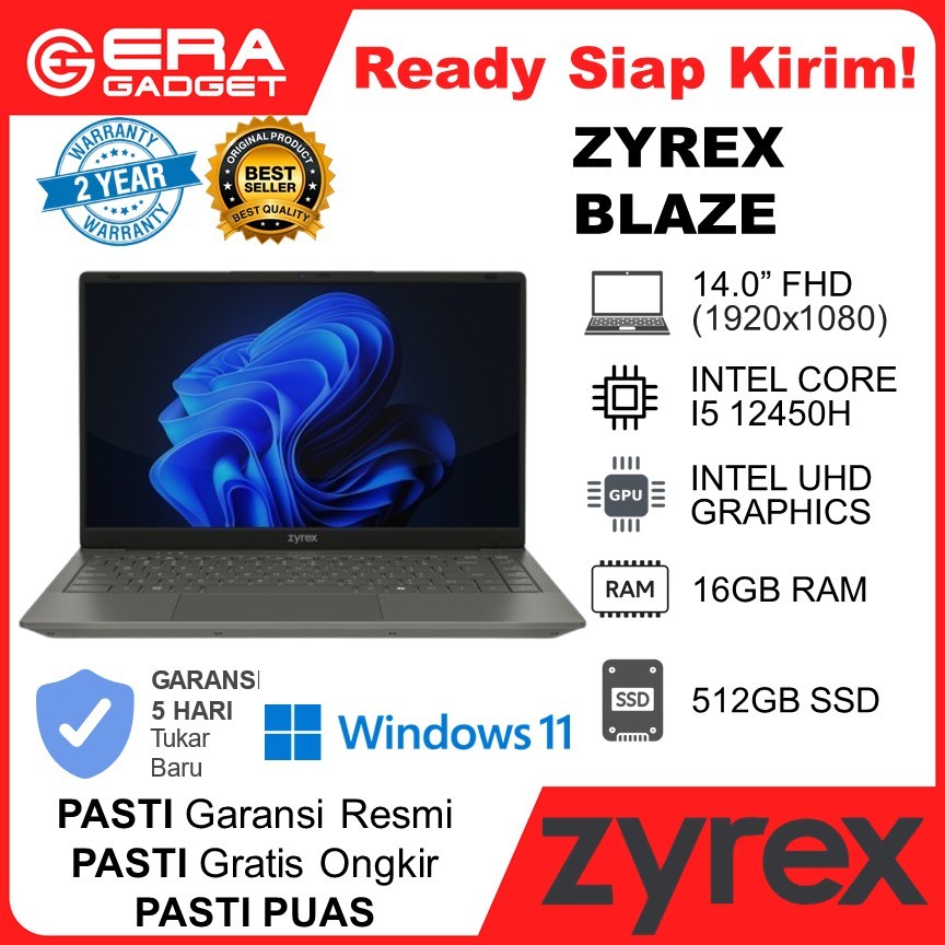 Jual Laptop Zyrex Blaze core i5 12450H 16GB 512GB SSD Win 11 14.0" FHD IPS | Shopee Indonesia