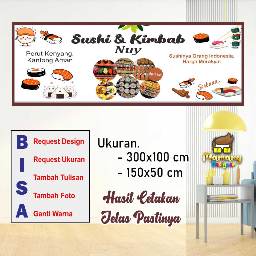 Jual Cetak Spanduk Banner Keren Sushi dan Kimbab Bahan Bagus | Shopee ...
