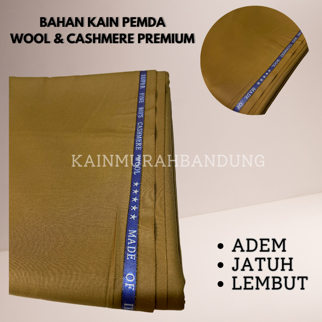 Jual Kain Pemda khaki/kheki super high premium wool chasmere premium bahan seragam baju Pemda ...