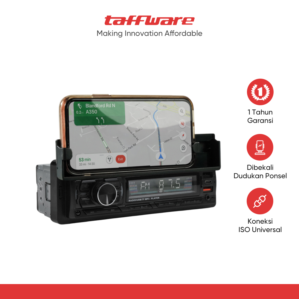 Jual Taffware Tape Mobil Audio MP3 Player Bluetooth USB ISO Phone ...