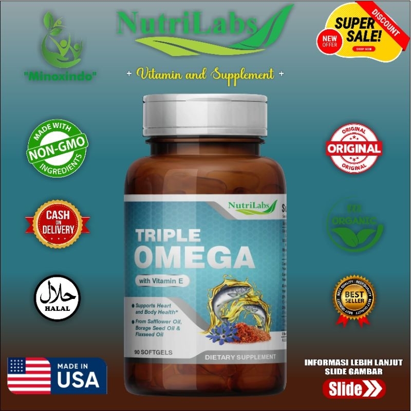 Jual Nutrilabs Triple Omega 3 6 9 With Vitamin E isi 90 Softgel - Made ...