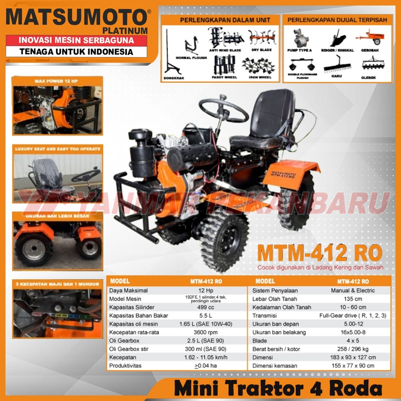 Jual Traktor Mini 4 Roda Ladang Kering dan Sawah MATSUMOTO MTM 412 RO ...