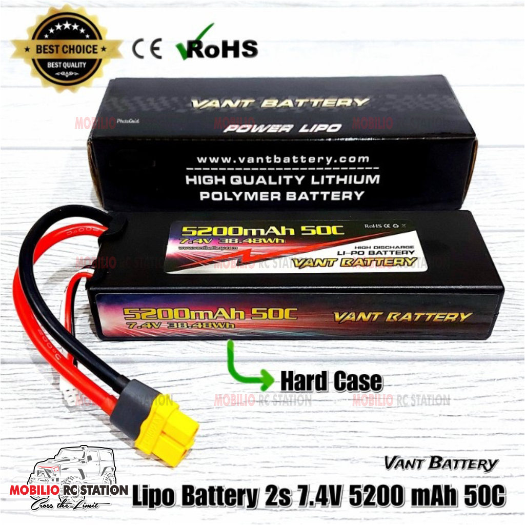 Jual Vant Battery Lipo 2S 7.4 Volt 5200 mAh 50C Baterai RC Lithium ...