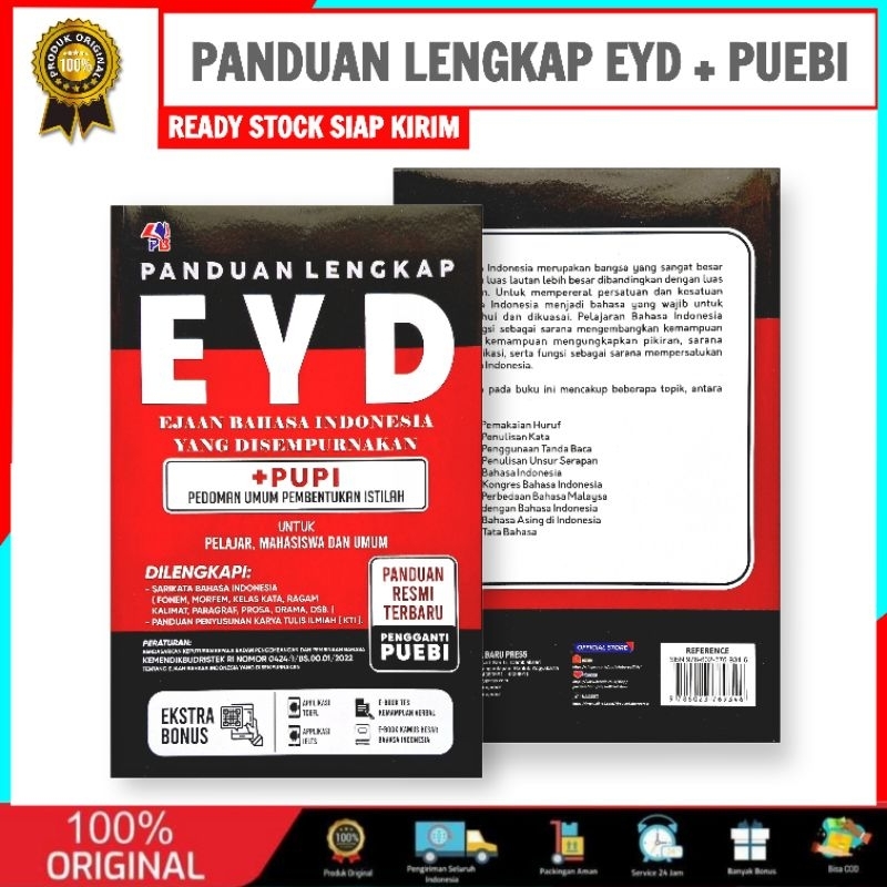 Jual BUKU PANDUAN LENGKAP EYD EJAAN BAHASA INDONESIA YANG DISEMPURNAKAN + PUPI PEDOMAN UMUM ...