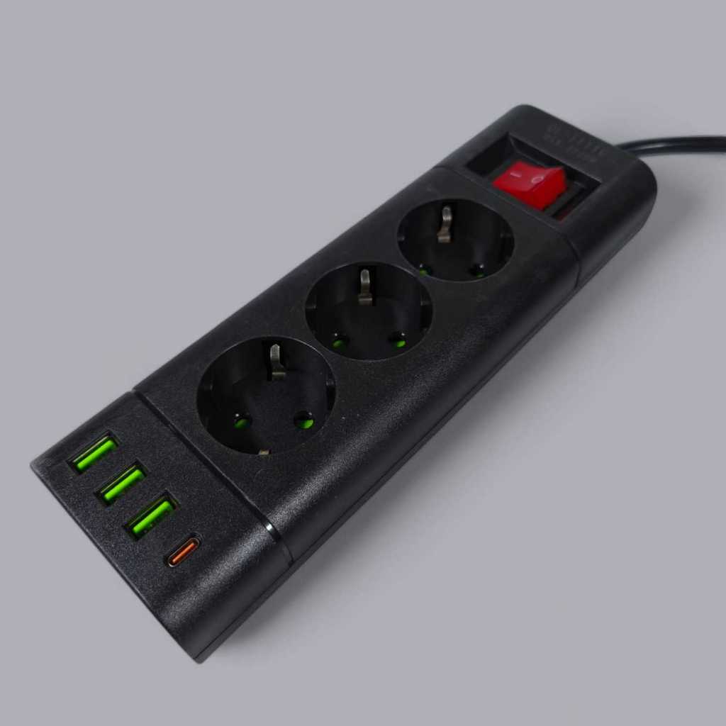 Jual Stop Kontak 3 Lubang USB Type C EU Plug 10A 110-250V 2500W | Shopee Indonesia