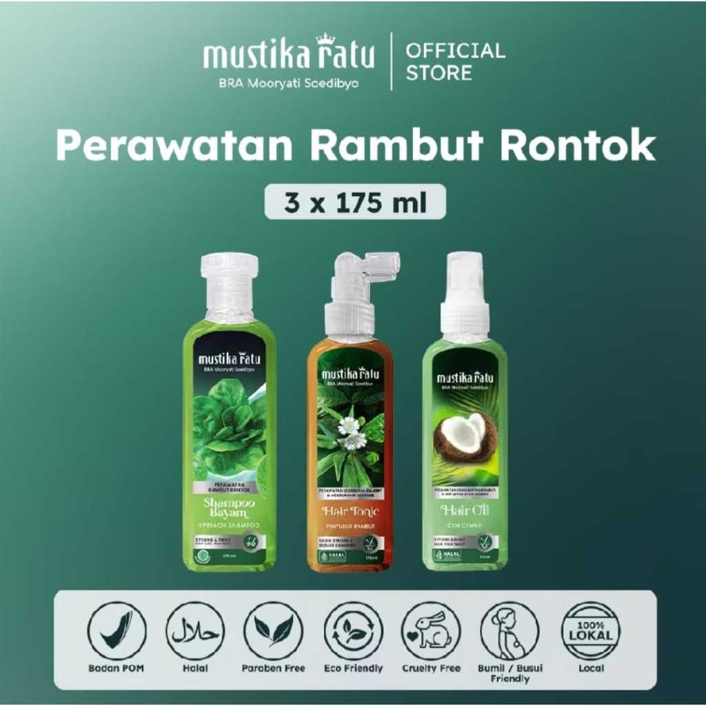 Jual Mustika Ratu Perawatan Rambut Rontok Bundling Sampho bayam ,Hair ...