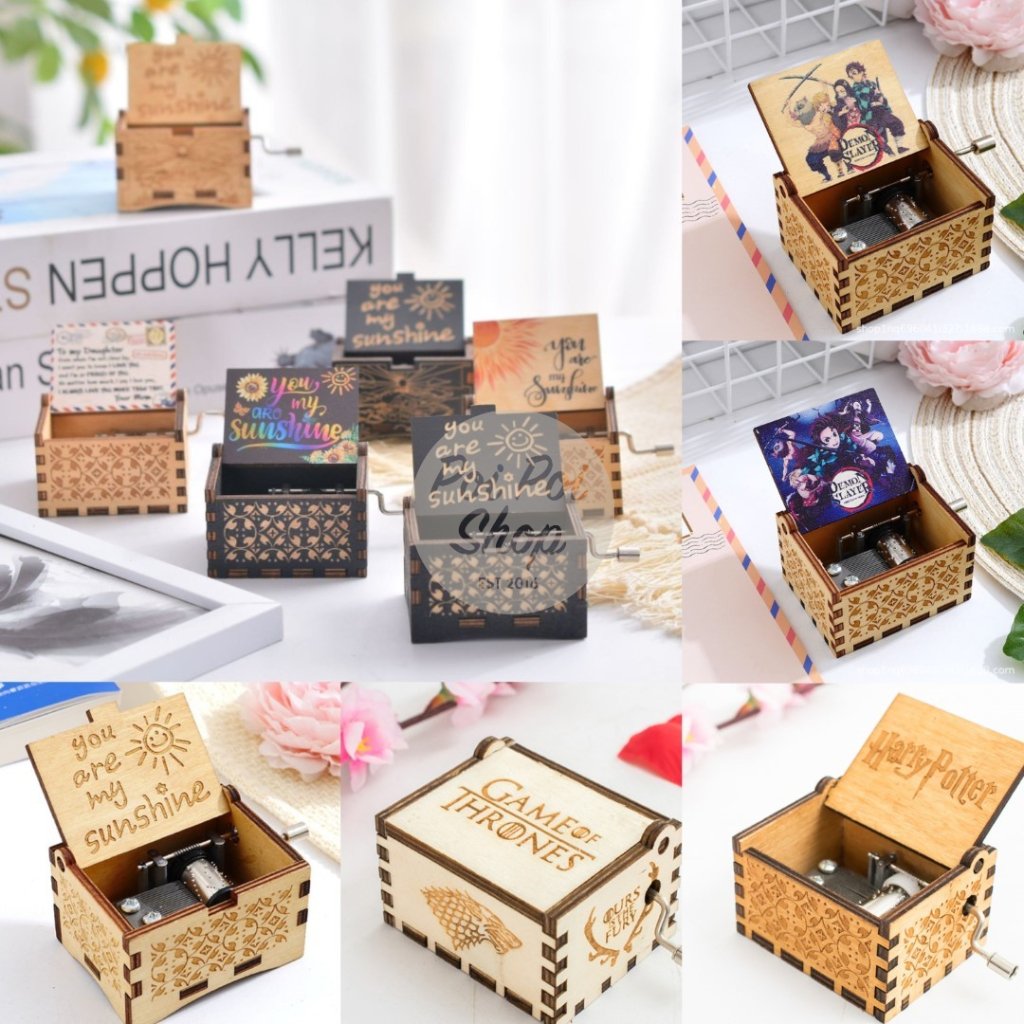 Jual Kotak Musik Putar Kayu Lagu Music Box Handcrank Kayu Polos Hadiah ...