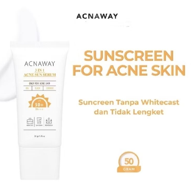Jual Sunscreen Acnaway 3in1 Acne Sun Serum SPF 50+ PA+++ 50g - Acnaway Sunscreen Kulit Jerawat ...