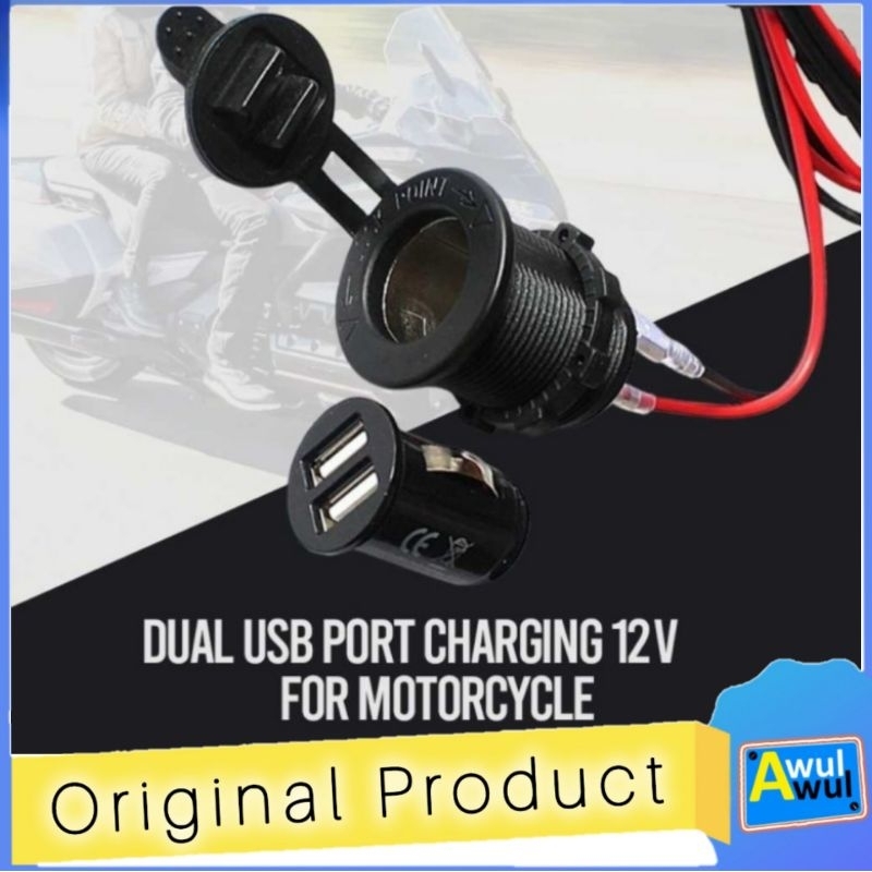 Jual Colokan Charger HP USB Motor Mobil 2 Port Waterproof | Dual USB ...