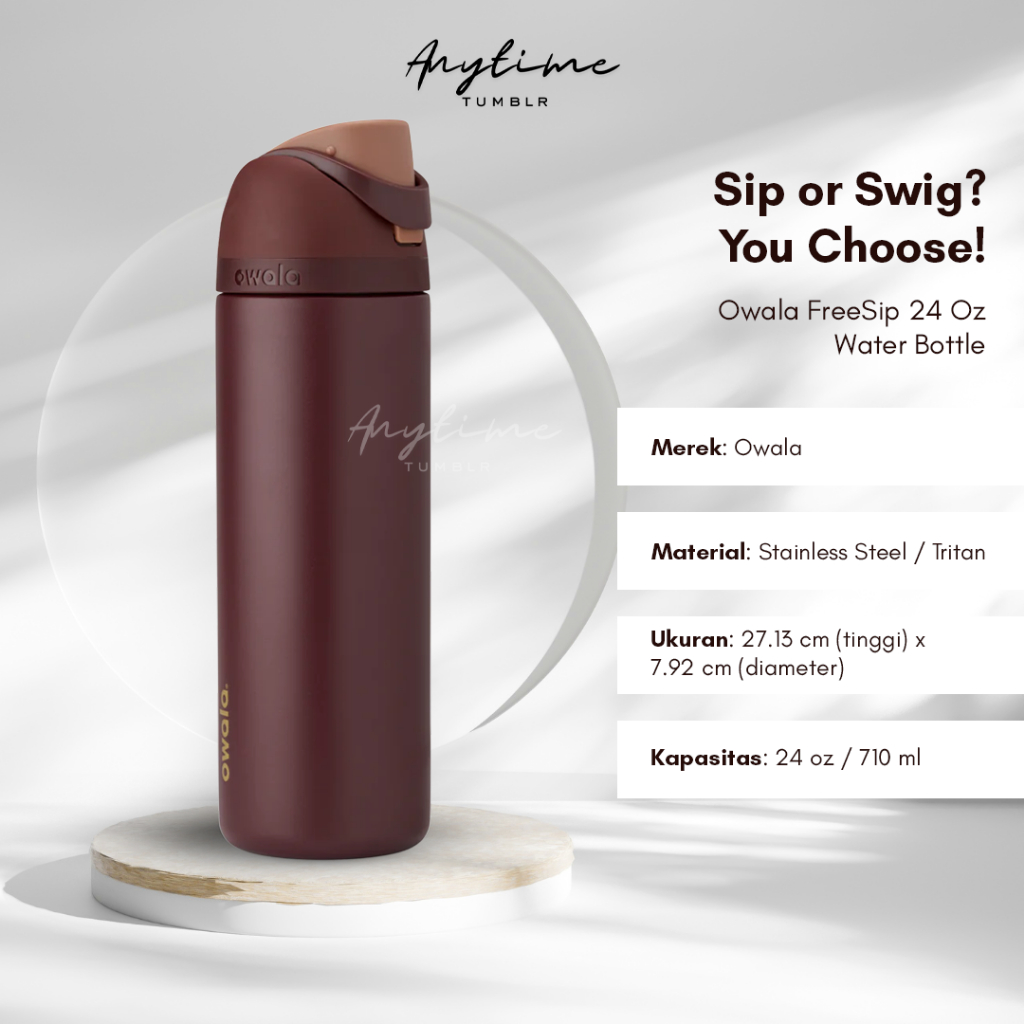 Jual Owala FreeSip 24 Oz (710ml) Insulated Stainless Steel Water Bottle Leakproof Up To 24 Hours ...