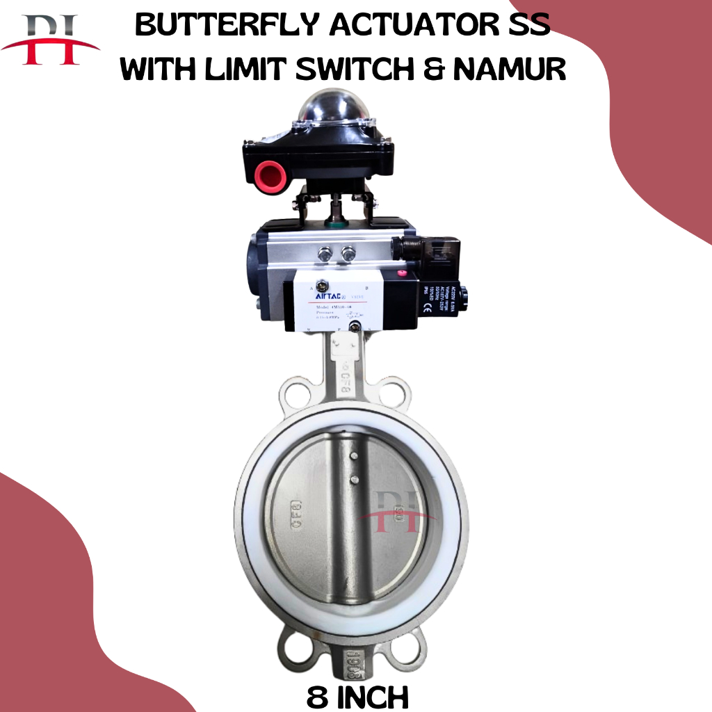 Jual PNEUMATIC ACTUATOR BUTTERFLY BODY STAINLESS PTFE 6 INCH WITH LIMIT ...