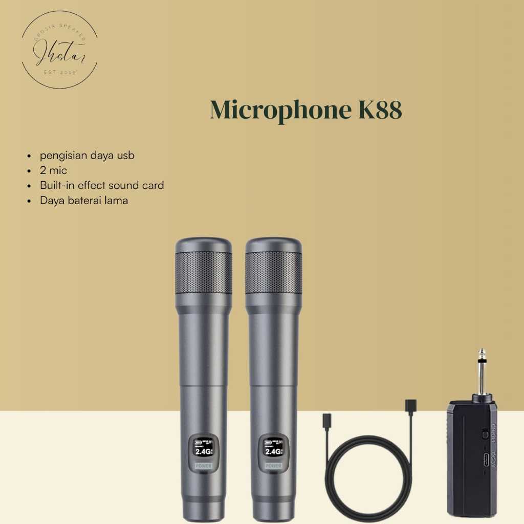 Jual Portable Wireless Microphone UHF Recording Karaoke 2 Wireless Mic ...