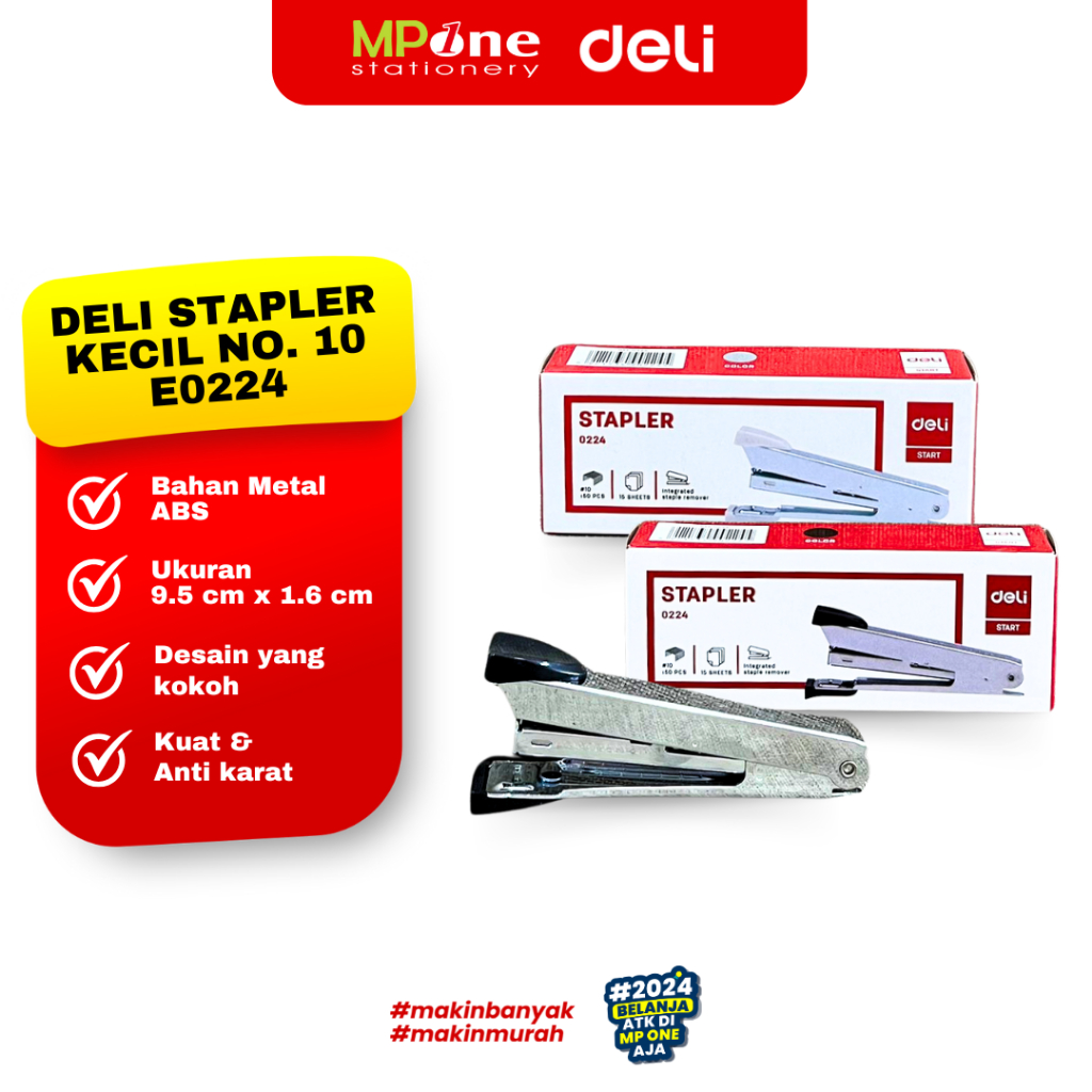 Jual DELI Staples Kecil No.10 E0224 / Stapler Metal Ukuran Staples 10 ...