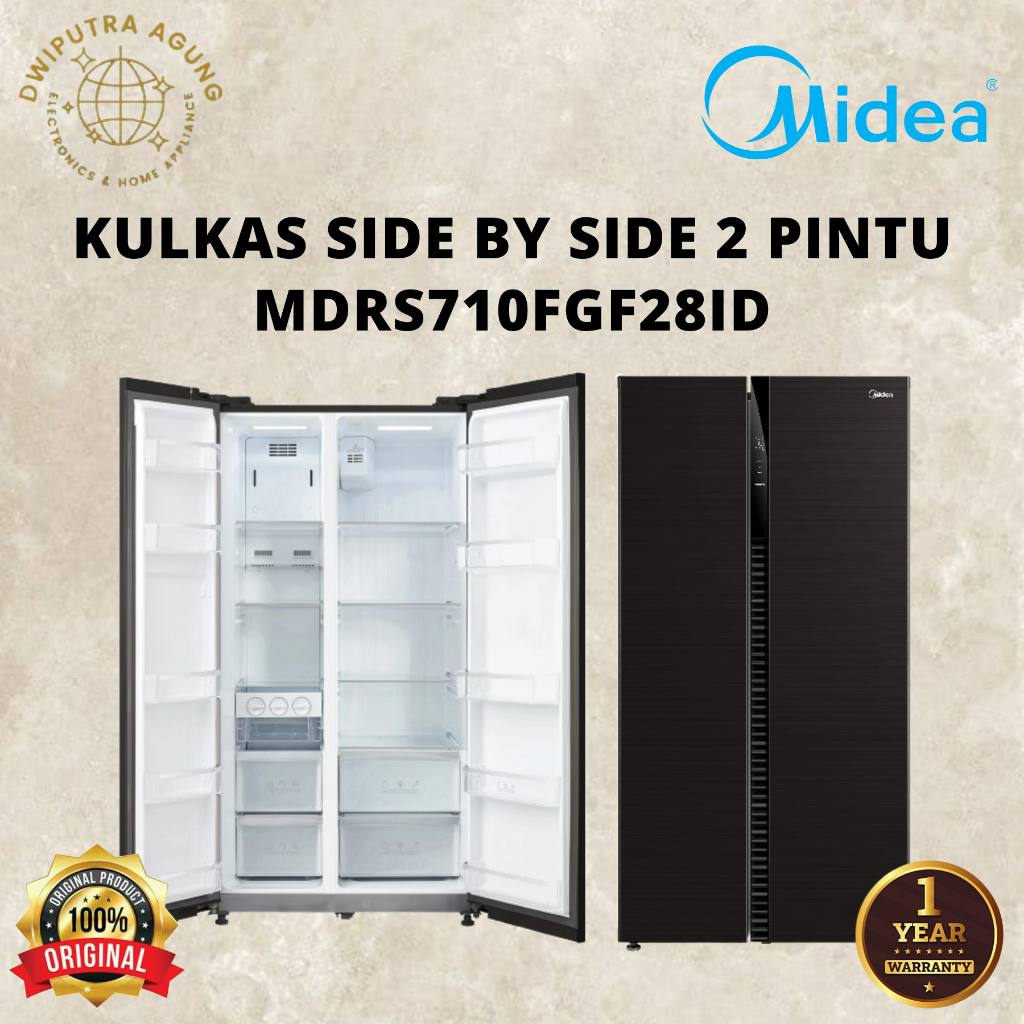 Jual KULKAS MIDEA 2 PINTU SIDE BY SIDE MDRS710FGF28ID / LEMARI ES 2 ...