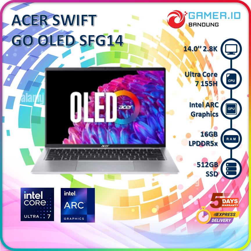 Jual ACER SWIFT GO OLED SFG14-73 Ultra 7 155H 16GB 512GB 14.0 2.8K 90Hz ...