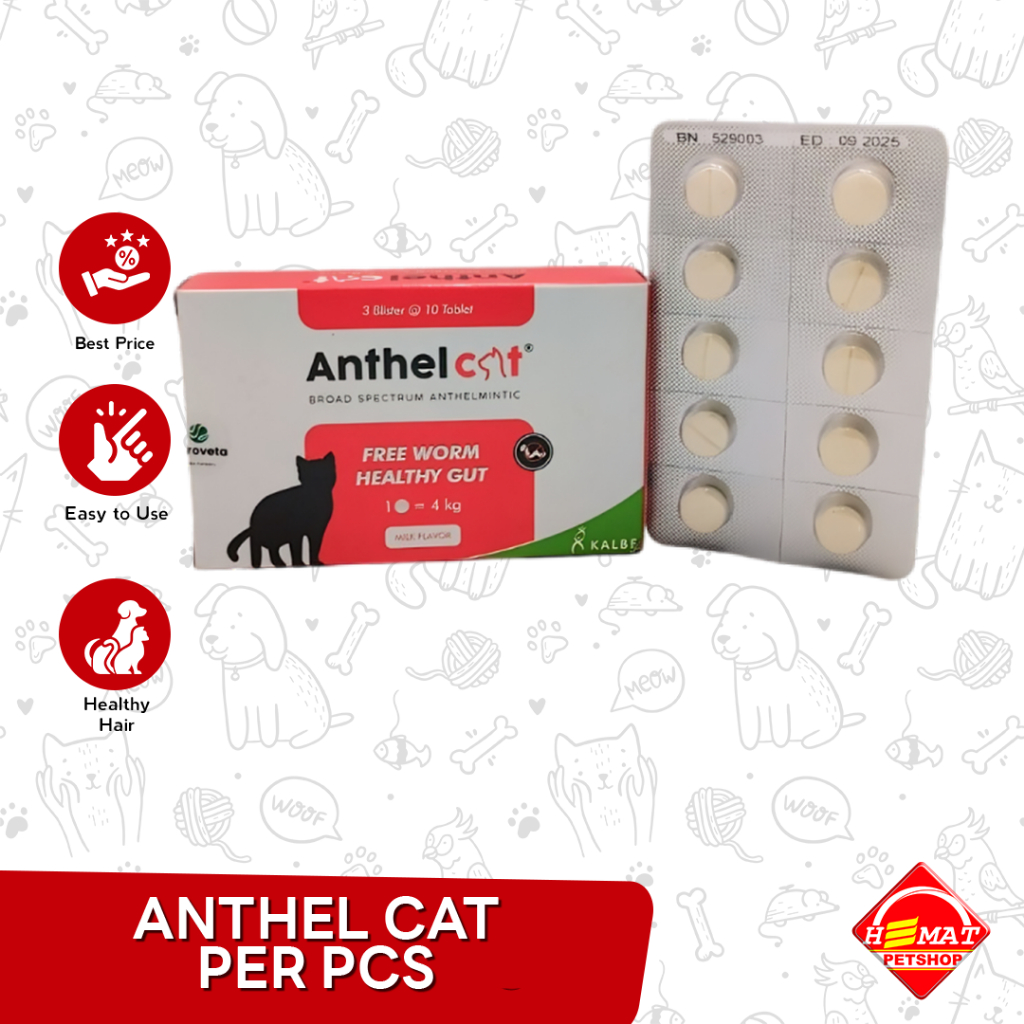 Jual Obat Cacing Kucing Tablet Anthel Cat | Shopee Indonesia