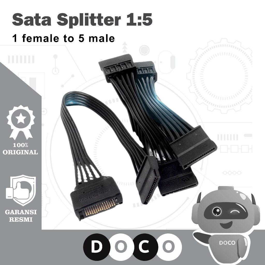 Jual KABEL SATA POWER 1 to 5 Splitter Cabang SSD HDD Extension Cable ...