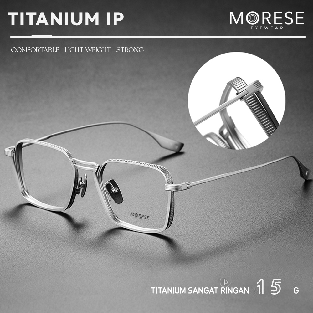 Jual Morese Kacamata Frame Titanium Model Kotak Bisnis Class Style ...
