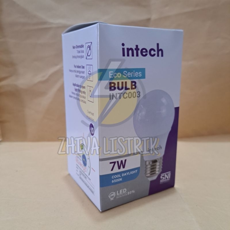 Jual Lampu LED Bulb Intech 7 Watt Putih 6500K | Shopee Indonesia