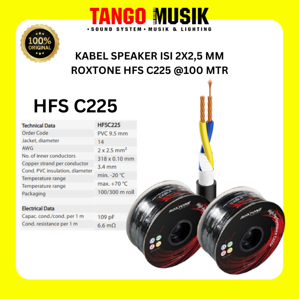 Jual KABEL SPEAKER ISI 2X2,5 MM ROXTONE HFS C225 ORIGINAL@100 METER HARGA 1 ROLL / KABEL SPEAKER ...