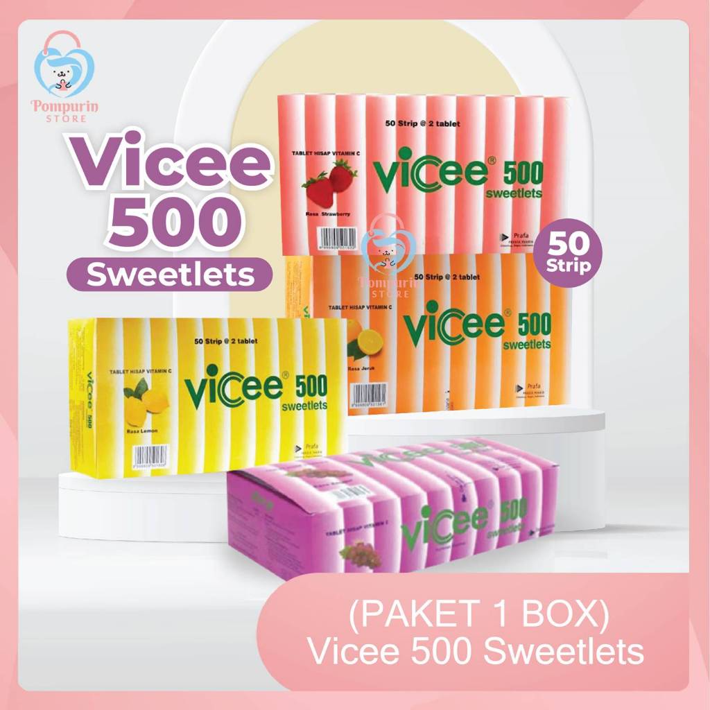 Jual (PAKET 1 Box Isi 50 Strip) Vicee 500 Sweetlets Tablet Hisap ...