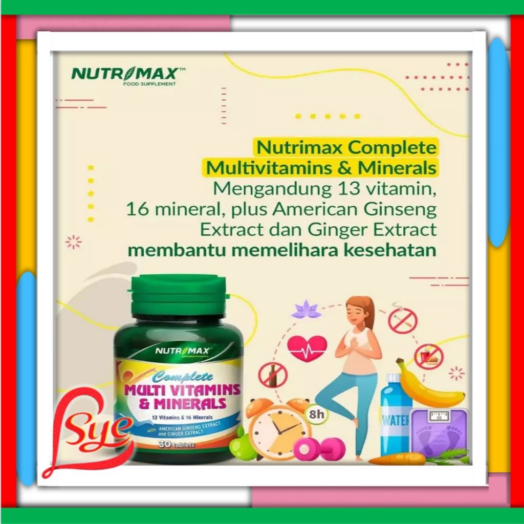 Jual Nutrimax Complete Multivitamins & Minerals Isi 30 Tablet -Vitamin Antioksidan Daya Tahan ...