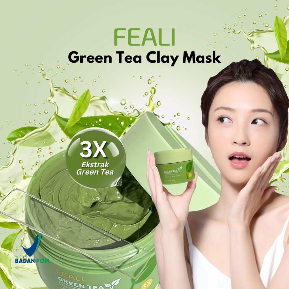 Jual [BPOM] FEALI Green Tea Clay Mask Masker Wajah Green Tea Pore Clean ...