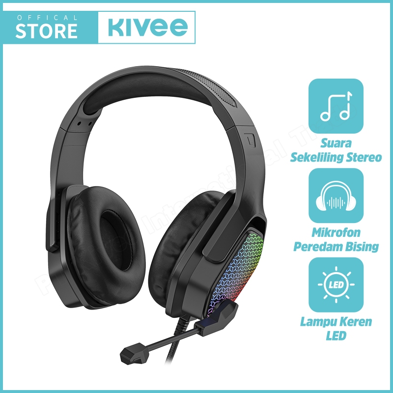 Jual KIVEE Headphone Gaming profesional RGB HIFI 9D KV-MT125 with ...