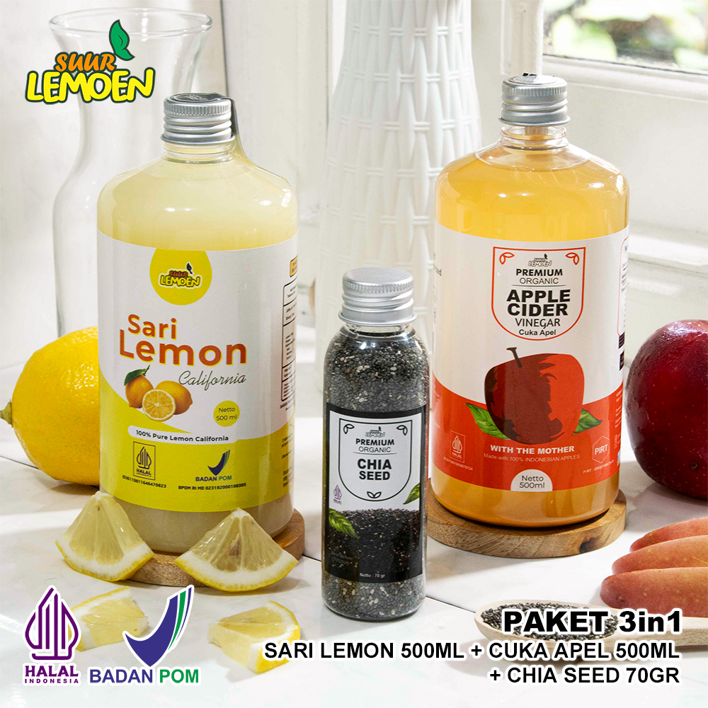 Jual Suur Lemoen - Paket 3in1 - Sari Lemon 500ml, Cuka Apel 500ml ...