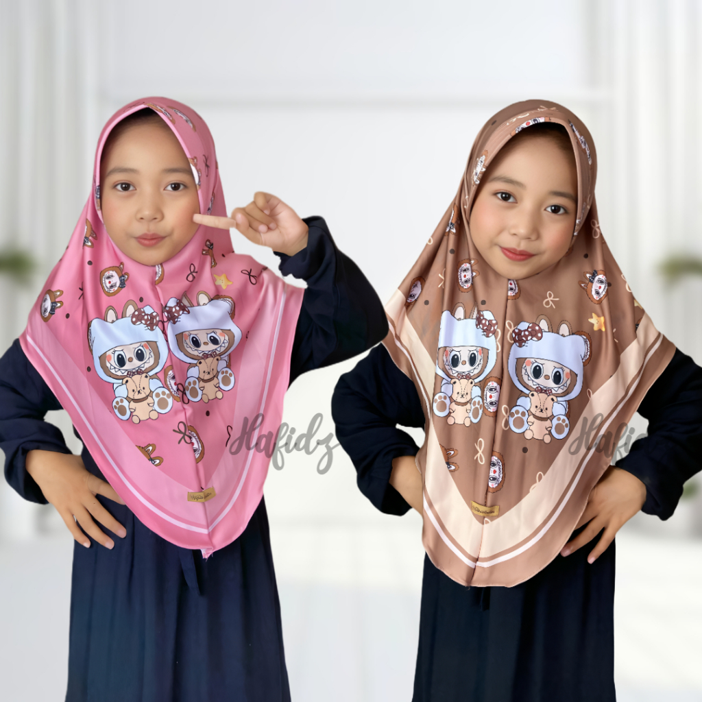 Jual Hijab Anak Motif Kartun Karakter Motif Labubu Jersey Premium ...