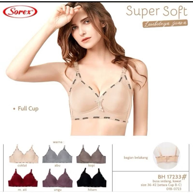Jual Bra Sorex 17233 Tanpa Kawat Busa Sedang Kait 3 Super Soft Cup C ( besar ) | Shopee Indonesia